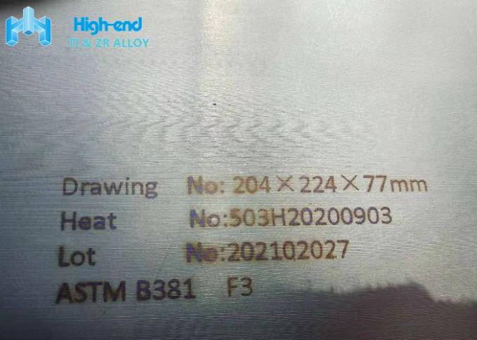 ASTM B381 F3 Thin Titanium Sheet Structural Sheet Metal Blocking