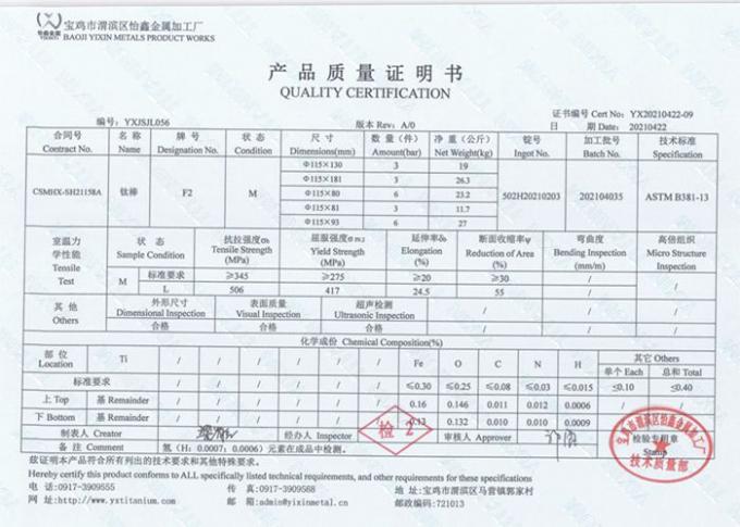 ASTM B381 F2 Material Titanium Disc 1000MPA Forging Tensile Strength